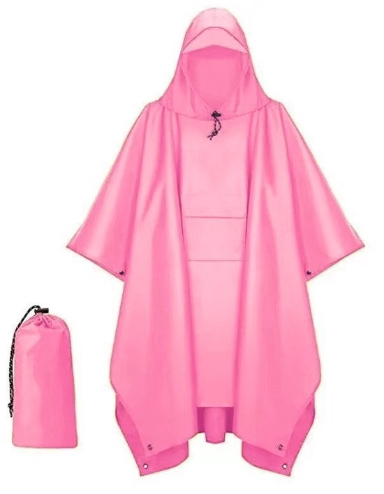 Regenjas met rits, modieuze poncho, draagbare rugzak voor buiten ...