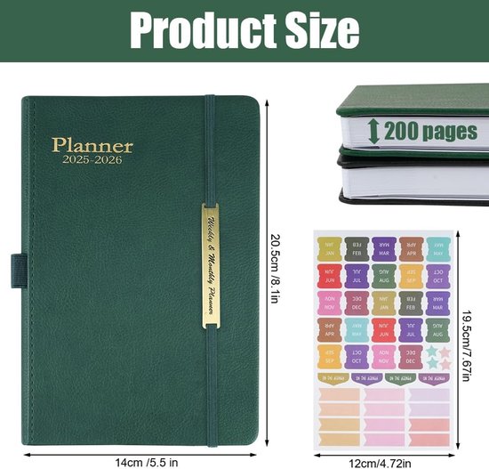 Agenda scolaire Famanu 2025-2026 A5 20,5 x 14 cm, couverture rigide en cuir, agenda... | bol