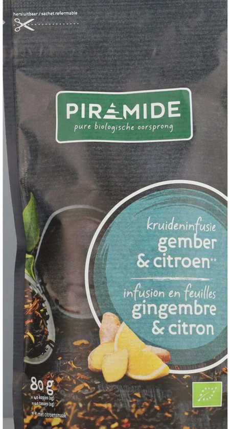 Piramide Biologische Thee Citroen en Gember - 80 gr | bol