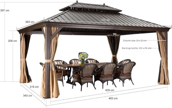 Imperatoris - Tuinpaviljoen 3,65 x 4,85m - Waterdichte Paviljoen Tent ...