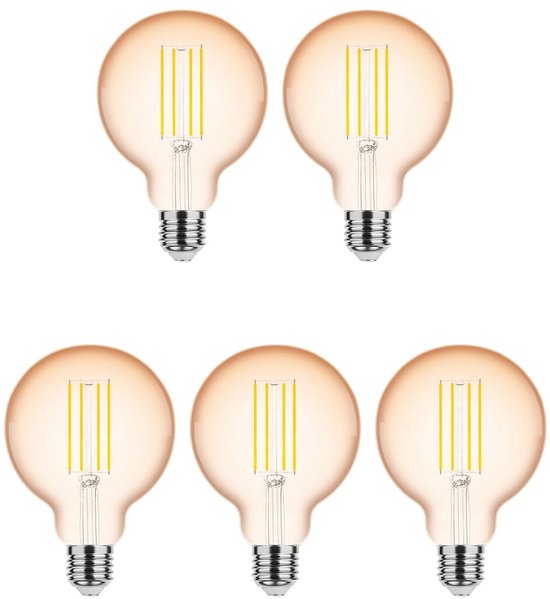 Modee E27 LED Lamp Dimbaar 4W - 300lm - 1800K - Warm Wit - LED Filament Amber Globe... | bol