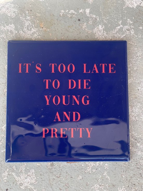 Tegeltje Too late to die young and pretty | Hippe Spreuktegel ...