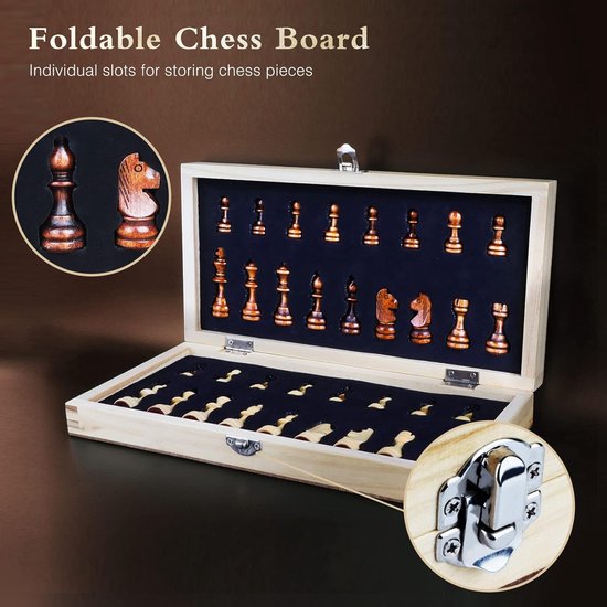 RFWR® Inklapbare Houten Schaakset voor Volwassenen - Draagbaar en ...