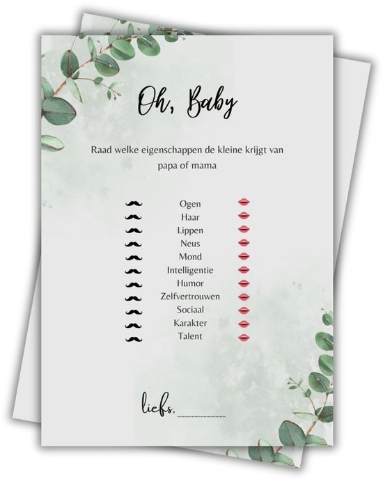 Babyshower Invulkaart 'Oh Baby' - 20 stuks - Babyshower Spelletjes ...