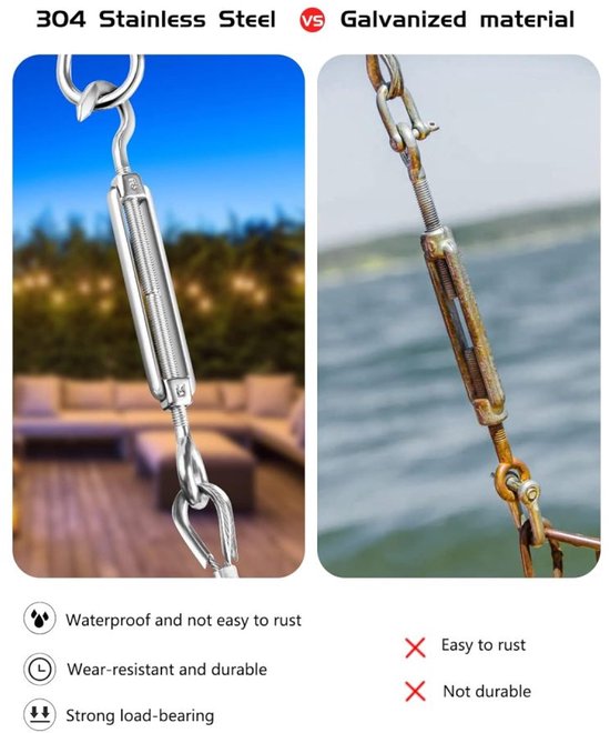 10 stuks - M5 Haak- en oogkabelspanner - 304 roestvrij stalen ...