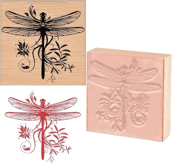 Houten Rubber Stempel Dragonfly - Gedrukt Decoratieve Rubber Seal ...