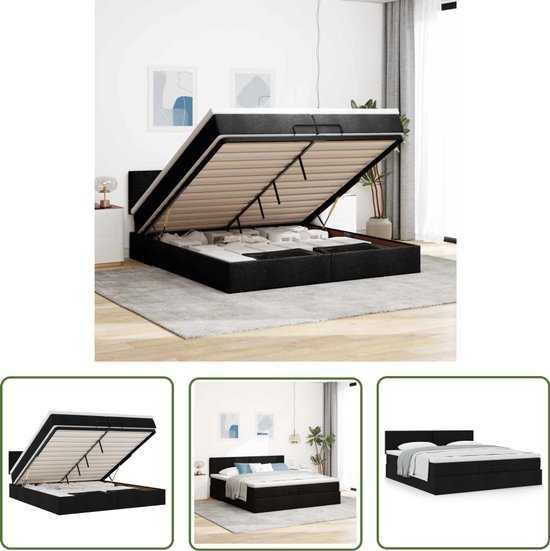 vidaXL Boxspring - Ottoman Bed - Ottoman bed met matras 200x200 cm stof ...