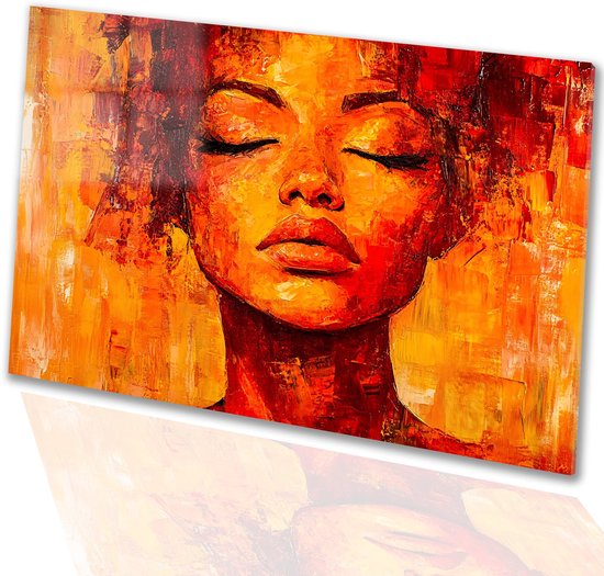Abstract portret vrouw in rood - Portret glasschilderijen ...