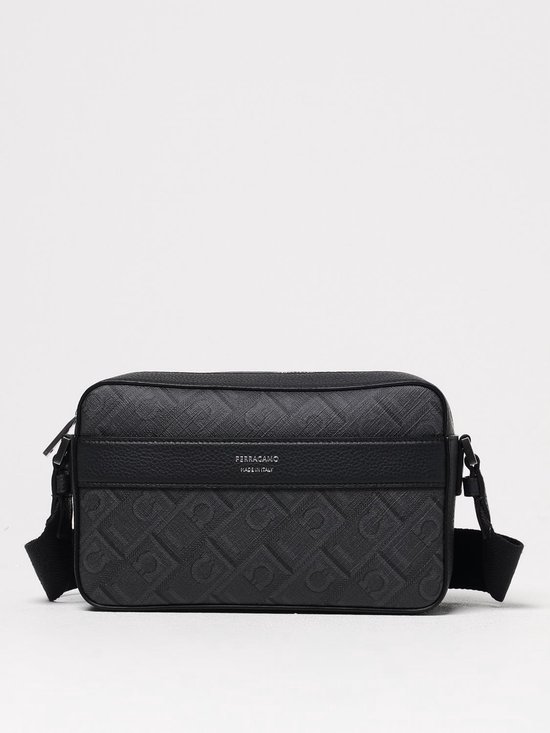 Structured Embossed Messenger Bag - Black Shoulder Bags | bol