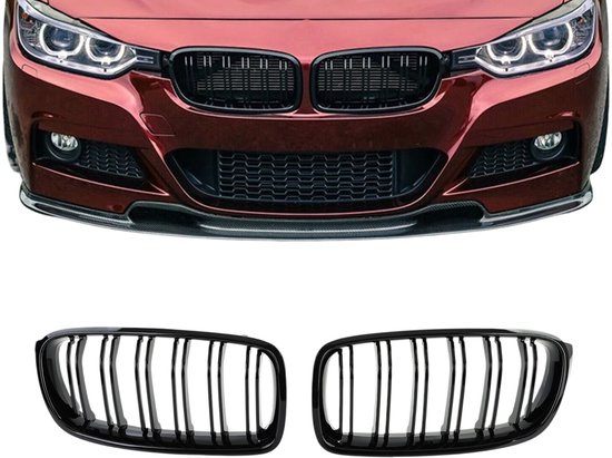 GRILL NIEREN COMPATIBEL MET BMW 3 SERIE F30 - F31 GLANZEND ZWART | bol