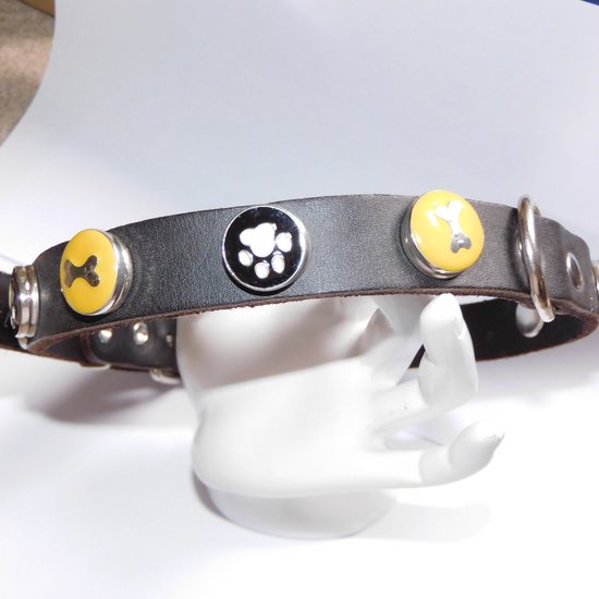 Hetty'S - Exclusieve hondenhalsband van leer - Chunks versiering - Maat ...