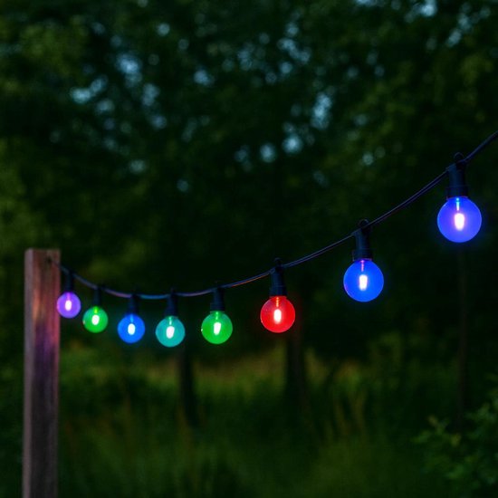Feestverlichting buiten - Party lights - 10 gekleurde lampen - Lampjes ...