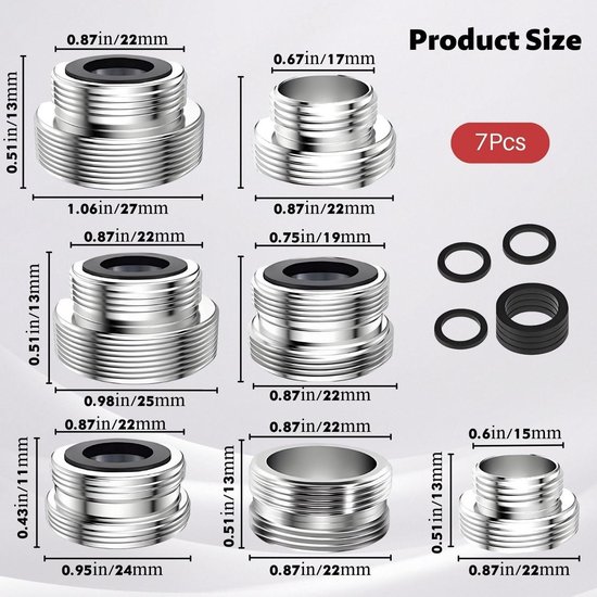 ByShane - 7-delige kraanadapterset voor tuinslang & keukenkraan - buitendraad - met... | bol