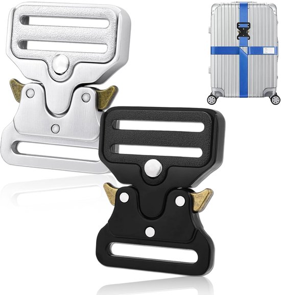TRANKIELO® - Set van 2 Riemgespen in Zilver en Mat Zwart – 40mm ...