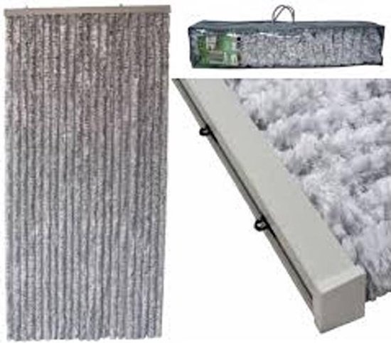 Kynast Kattenstaart Vliegengordijn - 90 x 220 cm - Grijs/Wit - Let op ...