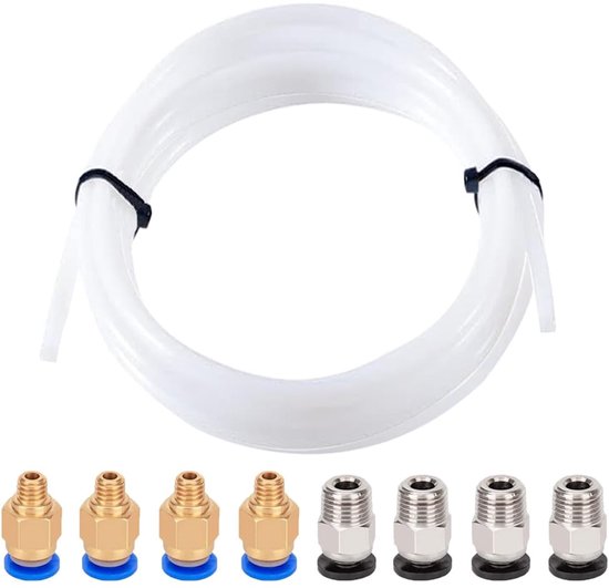 Aiqeer 5m PTFE Teflon 3D Printer Hose, with 4 PC4-M6 Pneumatic Plugs and 4 Pcs PC4-M10... | bol