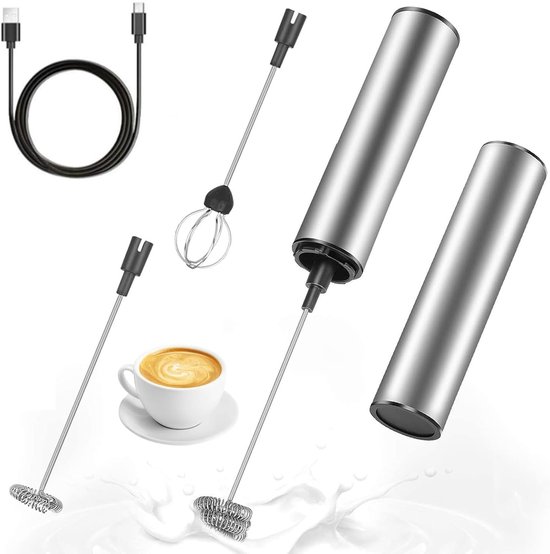 Elektrische melkopschuimer RVS Elektrische melkopschuimer USB oplaadbare elektrische... | bol