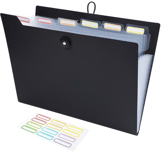 DoocliB documentenmap A4 7-vaks, uitvouwbaar dossier met labels ...