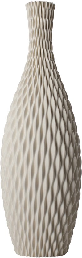 Slimprint Vaas AQUA, Creme Wit, D19,5 x H60 cm, Slanke Vaas met Golvend ...