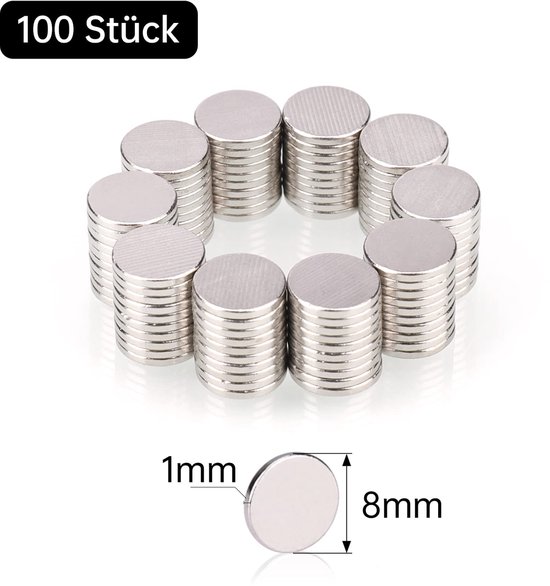 GoldRock 100 stuks mini magneten sterk 8 x 1 mm, neodymium magneten ...