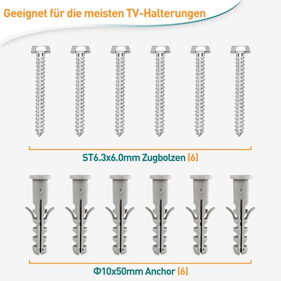 ELIVED schroevenset en pluggen voor tv-wandbevestiging voor betonnen ...