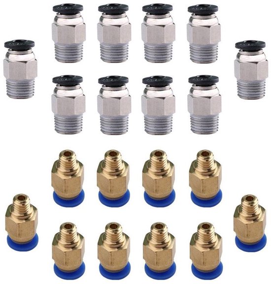 Allecto Plus - Kit met 20 stuks luchtsnellijn koppelingen voor 3D-printer extruder met... | bol