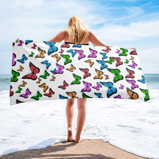 Strandhanddoek "Cute" met vlinders – voor strand en zwembad | bol