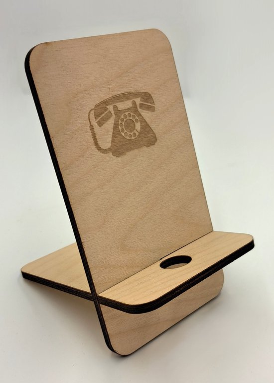 Telefoonhouder hout - telefoonstandaard - bureaustandaard - | bol