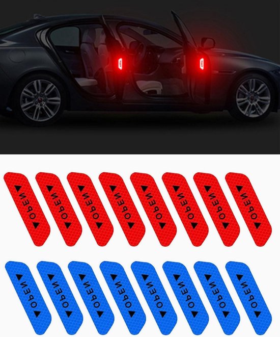 Reflecterende zelfklevende strips voor autodeuren - 8 stuks in rood ...