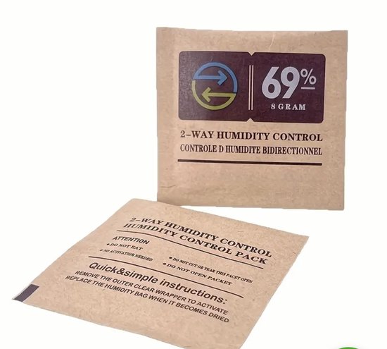 69% Humidipacks – 2-Weg Vochtregulatie Zakjes voor Sigaren en Tabak ...