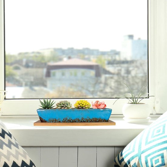 25cm Ceramic Succulent Planter Pots Modern Long Rectangular Flower ...