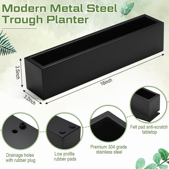 Long Rectangular Planter Window Sill Planter Metal Indoor Water Pot ...