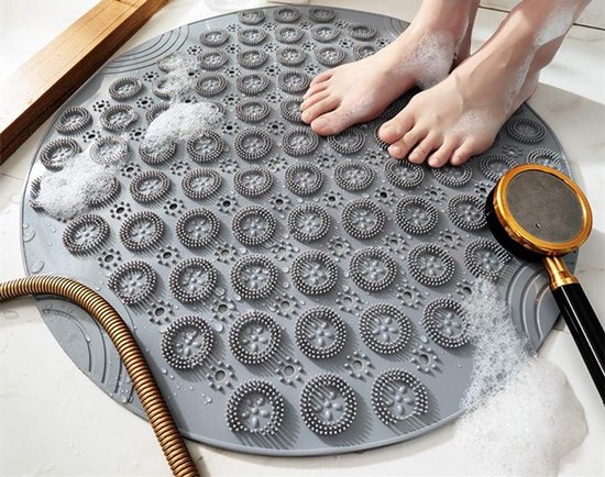Ronde badmat van PVC - Antislip met zuignappen en afvoergaten ...