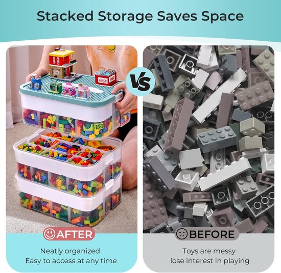 IKONKA Lego organiser - Opbergbak met 3 lagen en vakken - Opslag ...