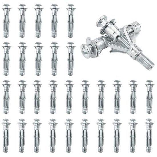 Set van 30 hollewandpluggen en expansiemoeren M6 x 52 mm voor gipsplaat ...