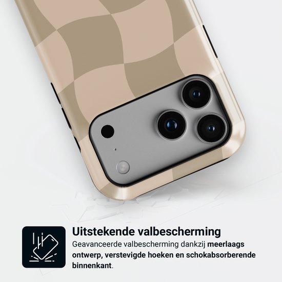 Mobiq - Checkered Warp Backcover met Magsafe geschikt voor iPhone 17 Pro Max - Sandwave | bol