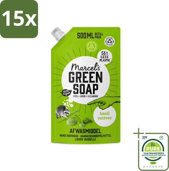 15 x Marcel's Green Soap - Navulling - Afwasmiddel - Basilicum ...