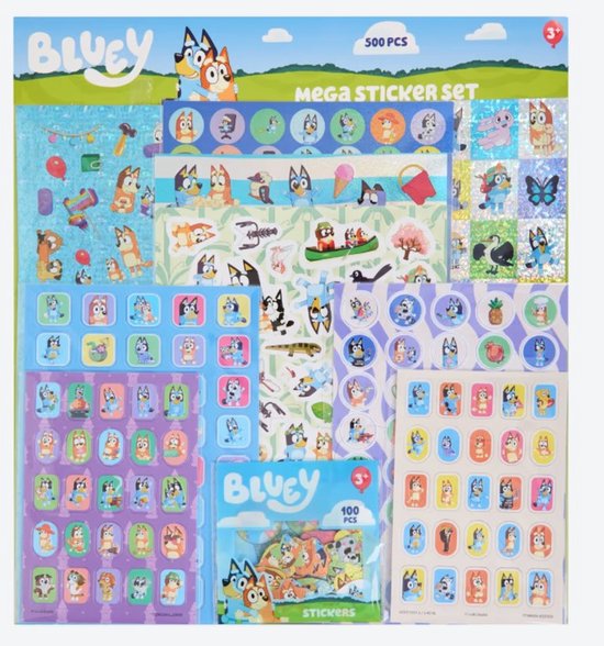 Bluey xxl mega sticker set - 500 stickers - Sinterklaas cadeau | bol