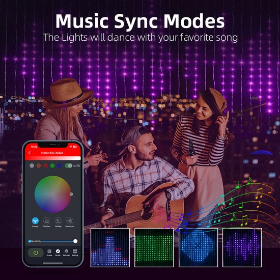 LED Lichtgordijn – 3 m x 3 m – 400 RGB LED – Slimme App-bediening ...