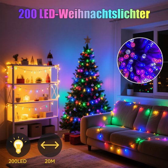 20 Meter LED Sling Verlichting Buiten met Afstandsbediening - 200 ...