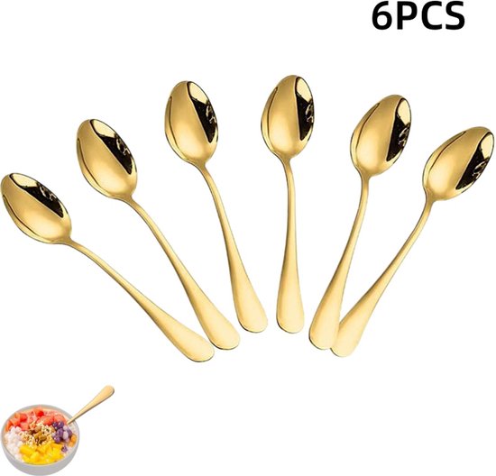 6 stuks-Lepel - Koffielepel - Dessertlepel - Kleine lepel - RVS ...