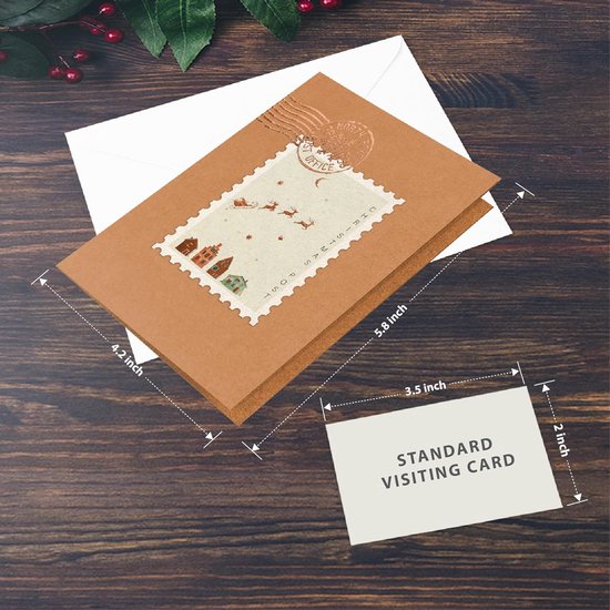 18 Luxe Kerstkaarten met Foliedruk op Kraftpapier - Inclusief ...
