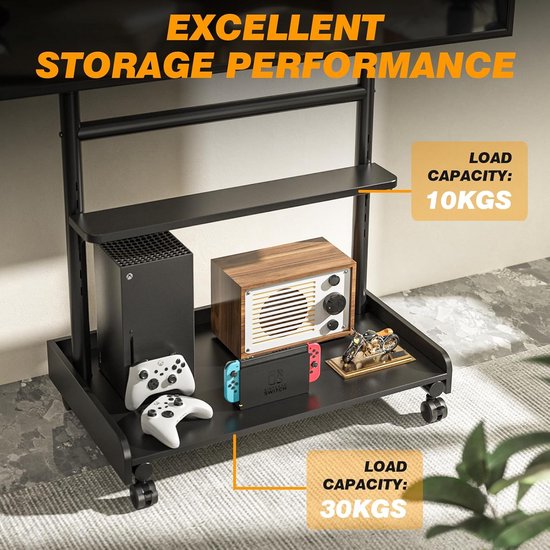 Hoogteverstelbare TV Vloerstandaard voor Platte en Curved TV's van 50 ...