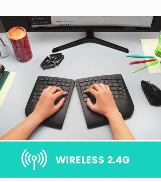 Draadloos Ergonomisch Toetsenbord met Gesplitst Ontwerp, TKL ...