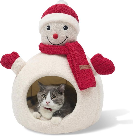 Kerst kattenmand voor binnenkatten - Sneeuwpop design, 42 x 42 x 55 cm ...