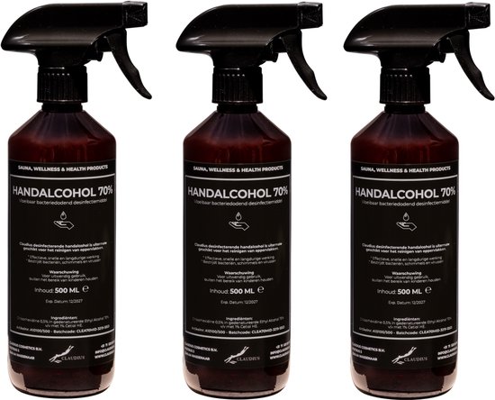 Handalcohol spray 70% - 500 ml met spraykop - set van 3 stuks | bol