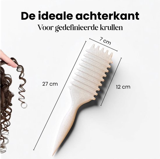 Hydure Krullend Haar Borstel - Voor gedefinieerde krullen - Grijs | bol