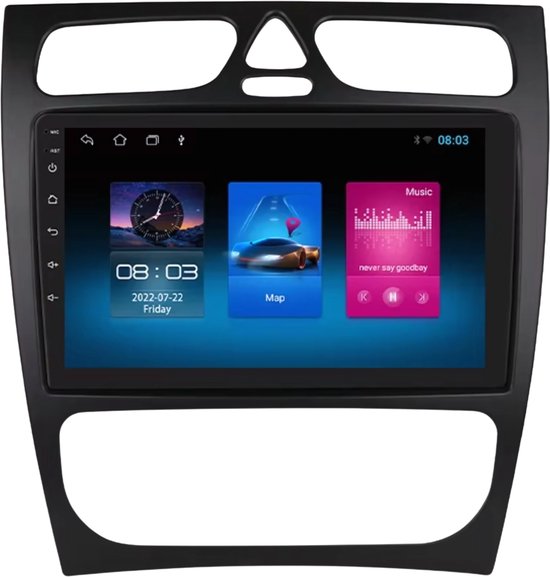 Autoradio met bluetooth - Carplay - Voor Mercedes-Benz C-Klasse / CLK ...