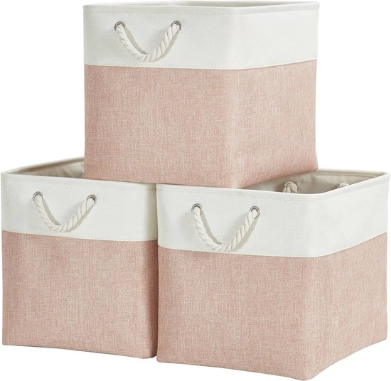 Opbergdozen set van 3 - 25 x 25 x 25 cm kubussen voor kast of plank in ...