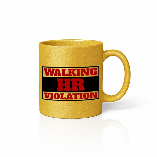 Walking HR Violation Grappige Mok 330ml – Gouden Humormok voor Kantoor ...